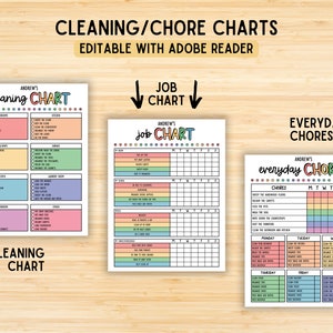 Editable Kids Chore Chart Bundle, Printable Responsibility Chart Bundle ...