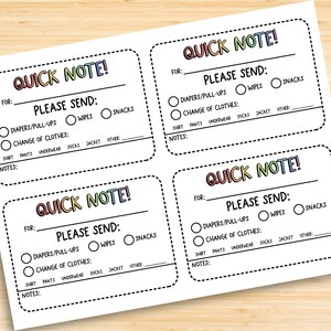 Daycare Note, Home Daycare Mail, Daycare Folder, Note From Teacher ...