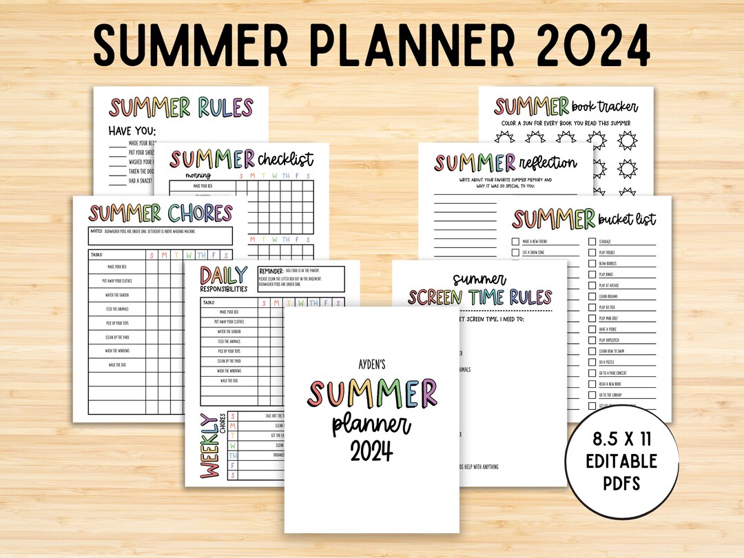 2024 Summer Planner Bundle, Summer Checklist, Activities, Chore Chart ...