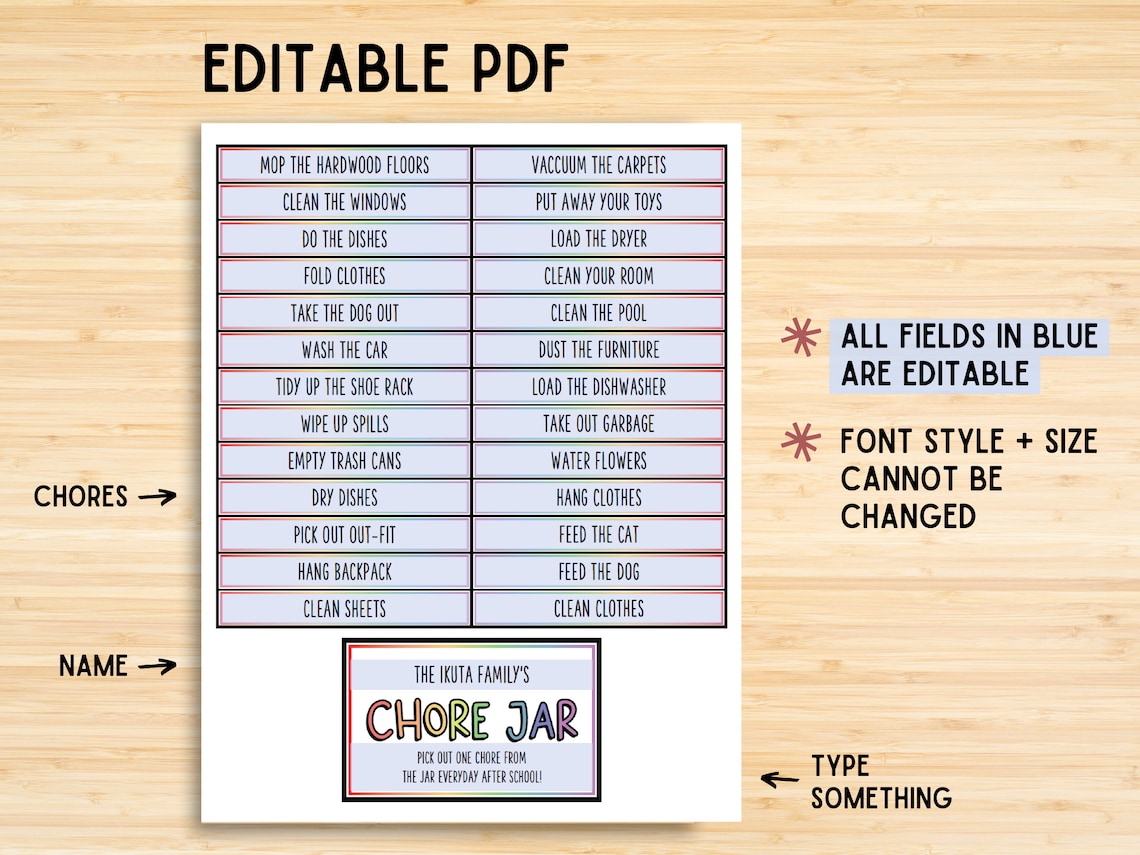 Chore Jar Chore Cards for Kids Chore Games Household - Etsy