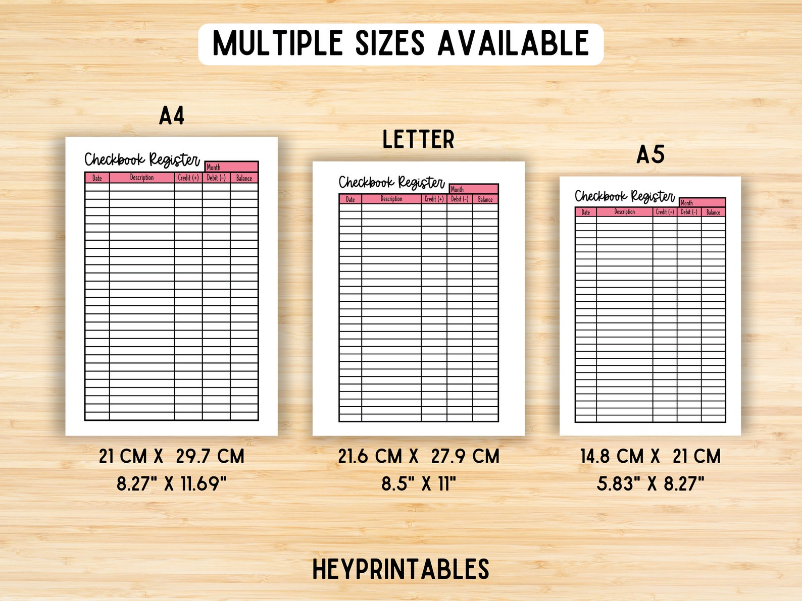 Checkbook Register, Printable Transaction Register, Check Register ...