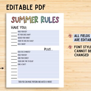 Editable Summer Bundle, Screen Time Checklist, Daily Routine, Chores ...