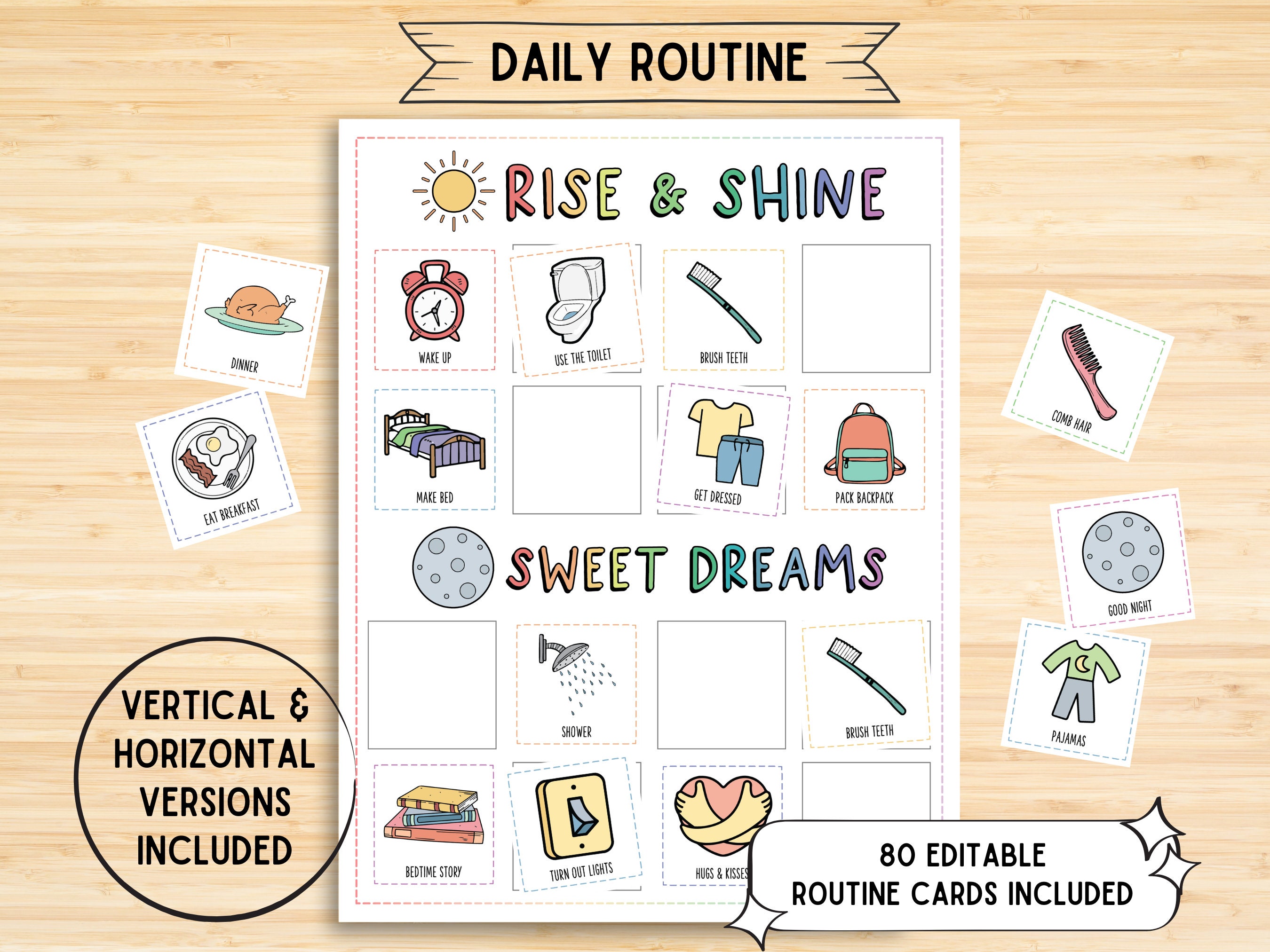 Daily Routine Cards & Chart, Toddler Routine Checklist, Daily Rhythm ...