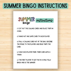 Summer Bingo, 30 Summer Bingo Cards, Summer Activity, Kid's Printable ...