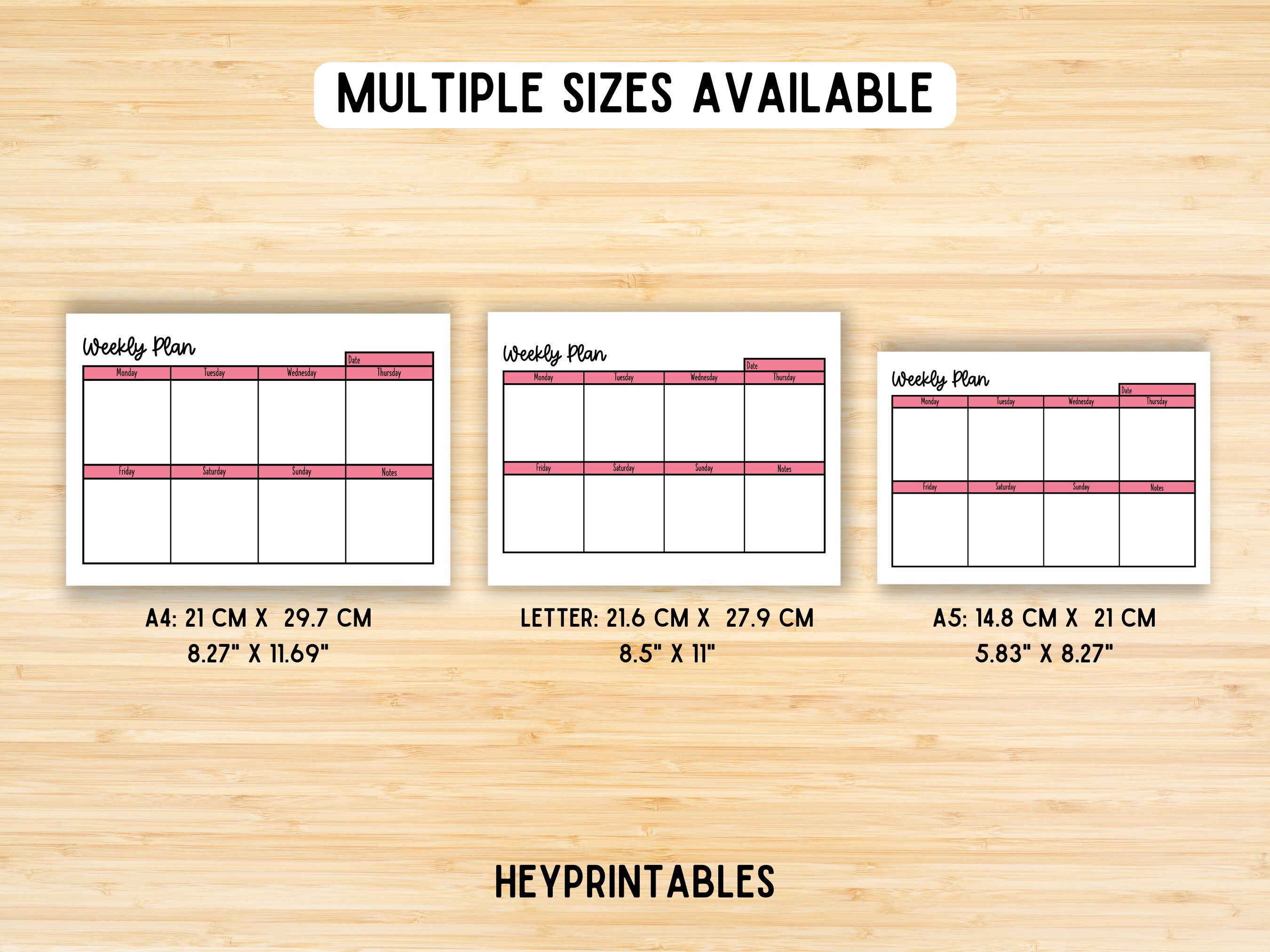 Weekly Planner Printable Landscape, Rainbow Weekly Schedule, Week at a ...