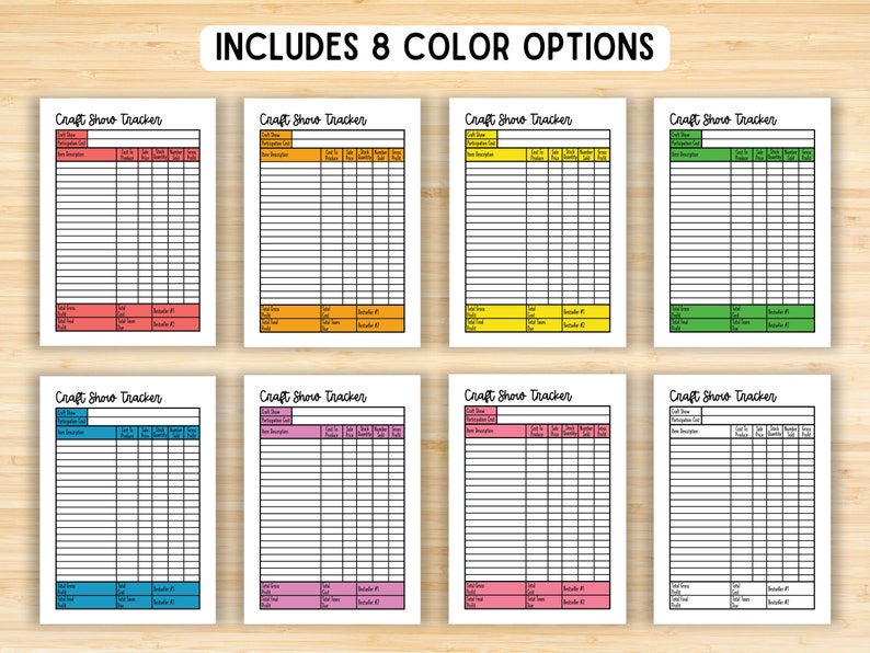 Craft Show Tracker Printable, Inventory Log, Craft Fair Planners ...