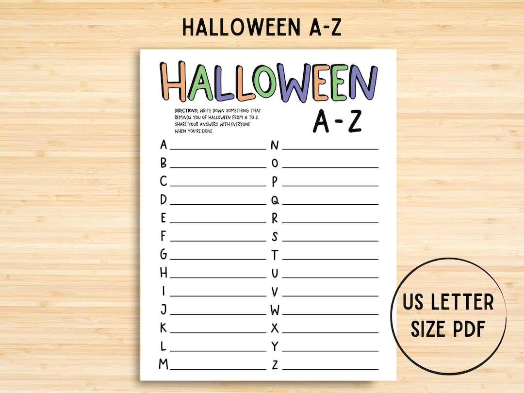 Halloween A - Z Game, Halloween A-Z Game, Halloween Printable Games ...