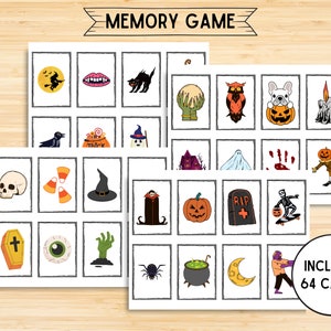 Halloween Memory Game, Printable Halloween Matching Game, Fall Game for ...