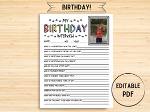 Printable Kids Birthday Interview Annual Interview Birthday - Etsy Canada