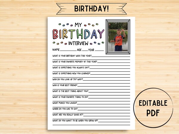 Printable Kids Birthday Interview Annual Interview Birthday - Etsy Canada