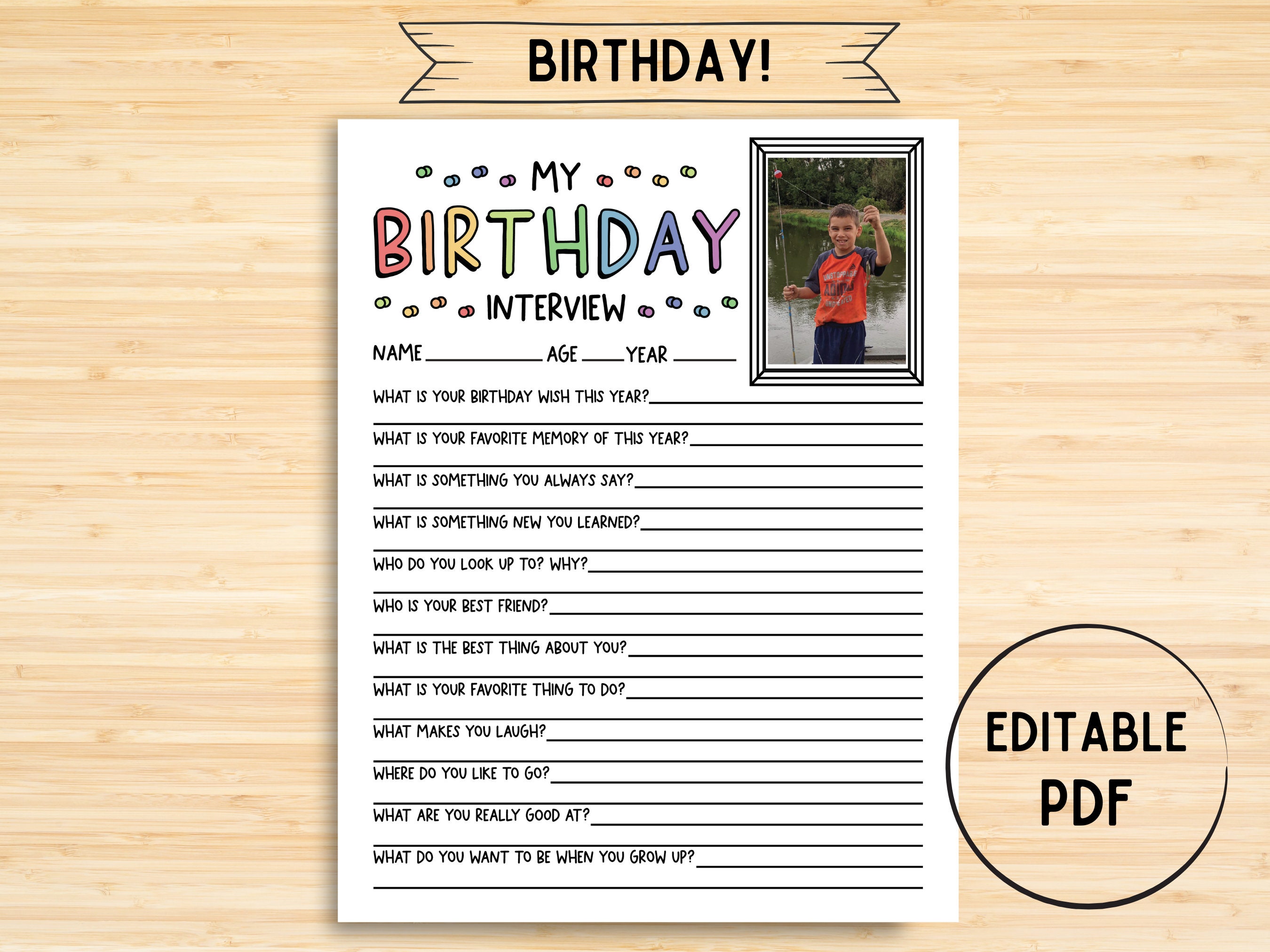 Editable Kids Birthday Interview Annual Interview Birthday - Etsy UK