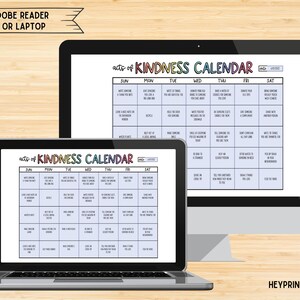 Kids's Acts of Kindness Calendar, Kindness Calendar, Random Acts of ...