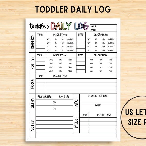 Toddler Daily Report - Etsy