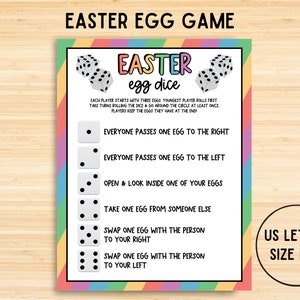 Easter Egg Exchange Dice Game, Printable Easter Games, Easter Egg Dice ...