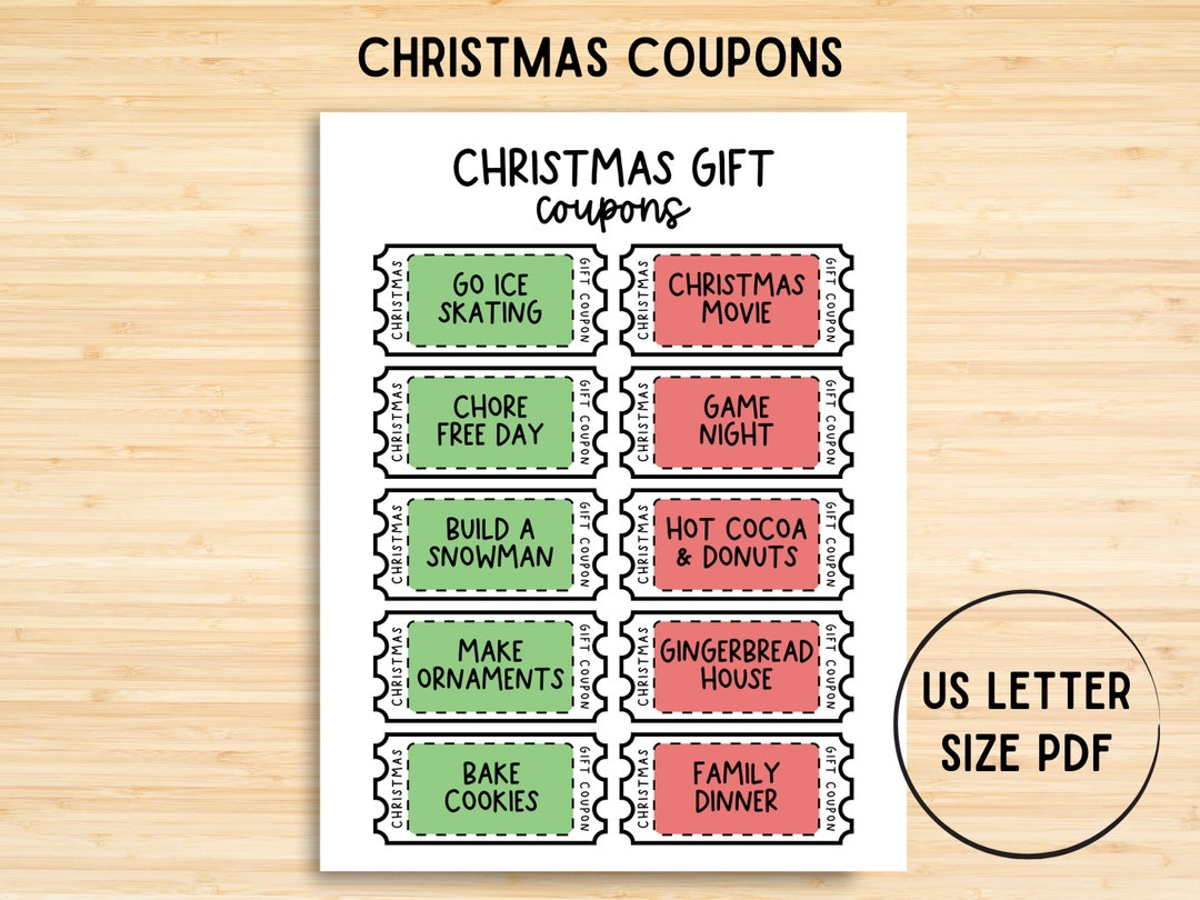Christmas Coupon Printable, Christmas Coupons for Kids, Holiday Coupon ...
