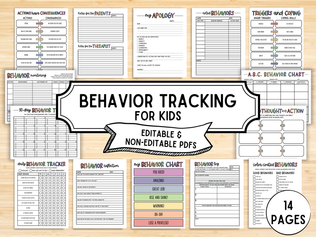 Kids Behavior Tracker Bundle, Actions Consequence Chart, Weekly, Daily ...