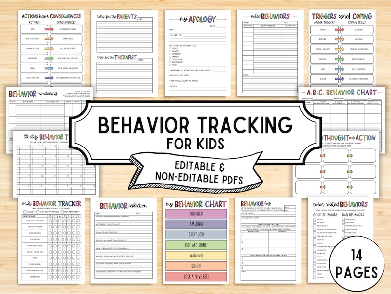 Kids Behavior Tracker Bundle, Actions Consequence Chart, Weekly, Daily ...