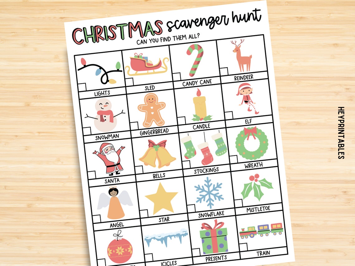 Christmas Scavenger Hunt, Printable for Kids, Winter Activity, Xmas ...