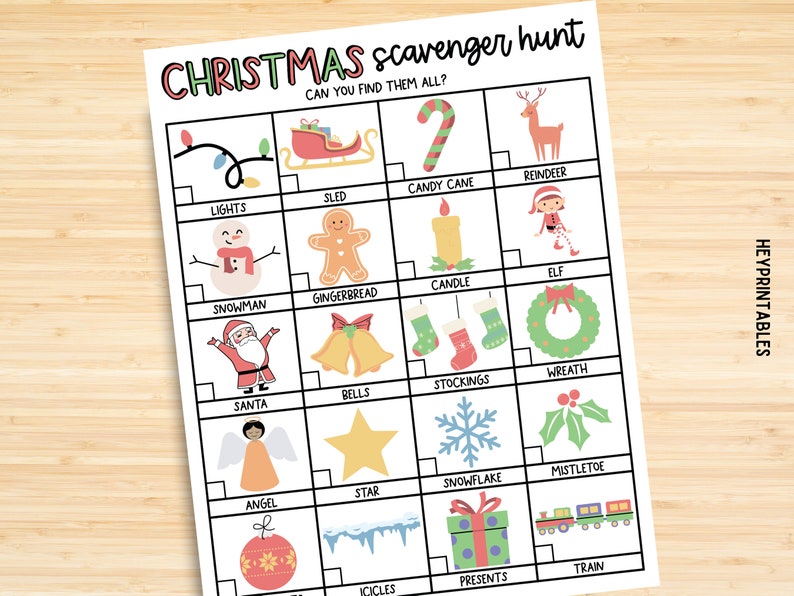 Christmas Scavenger Hunt, Printable for Kids, Winter Activity, Xmas ...