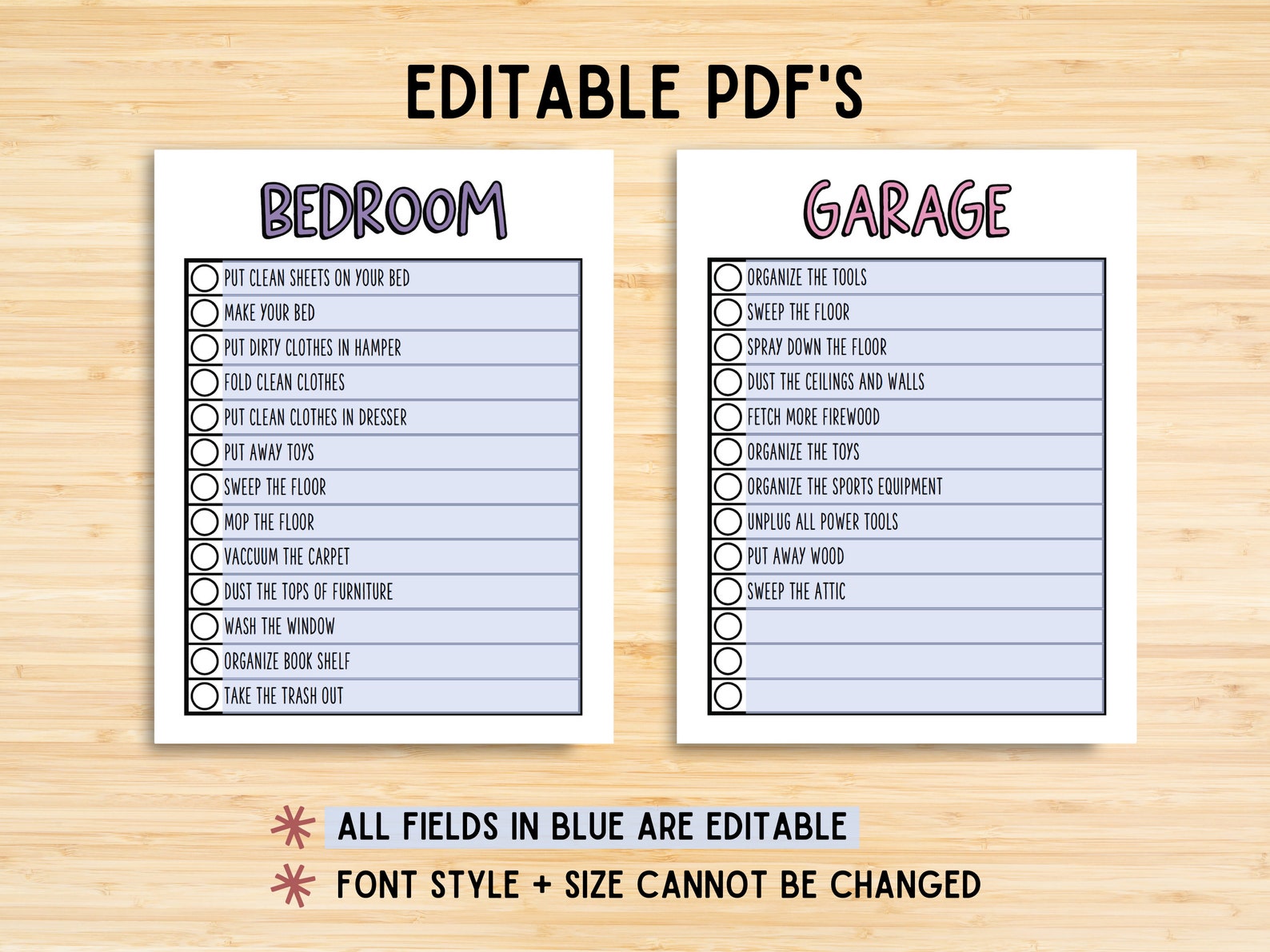 Editable Cleaning Card Cleaning Planner Printable Room - Etsy