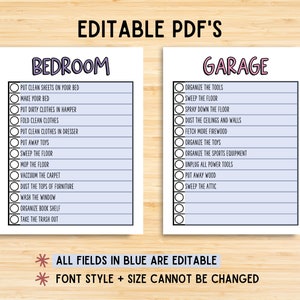 Editable Cleaning Card, Cleaning Planner Printable, Room Cleaning ...