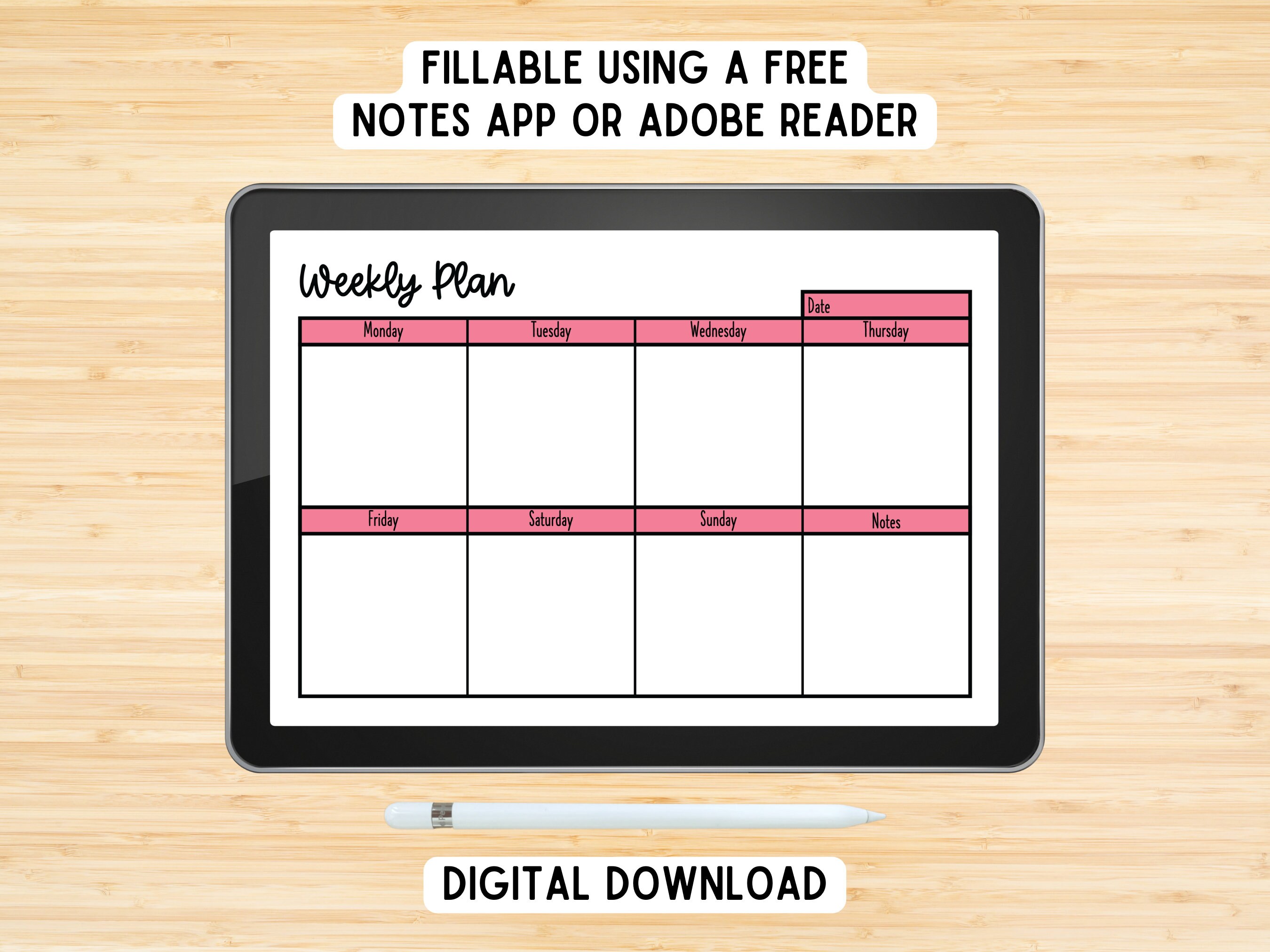 Weekly Planner Printable Landscape, Rainbow Weekly Schedule, Week at a ...