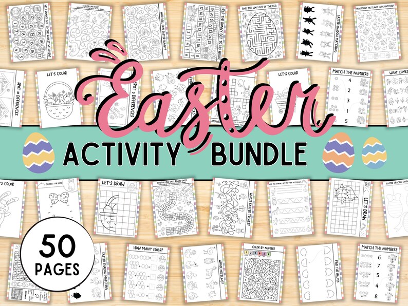 50 Printable Easter Activity Bundle, Easter Kids Activities, Maze ...