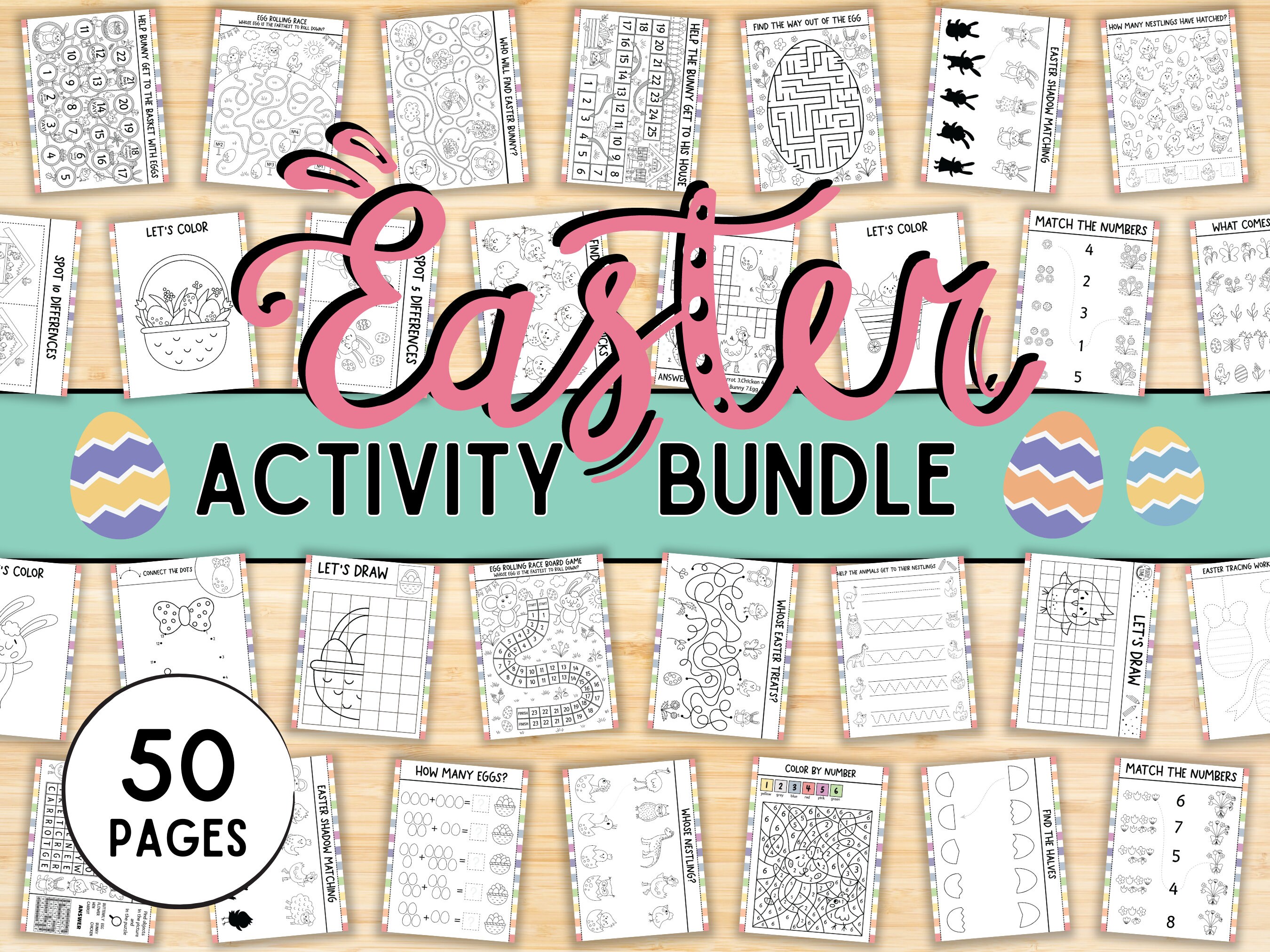 50 Printable Easter Activity Bundle, Easter Kids Activities, Maze ...