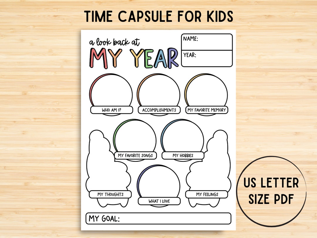 Printable Time Capsule for Kids, Kid’s New Year, 2023 Year in Review ...