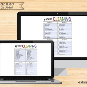 Speed Cleaning Checklist, Printable Speed Cleaning Checklist, Power ...