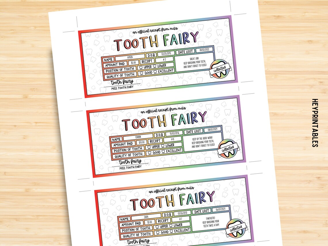 Tooth Fairy Receipt, Tooth Fairy Letter, Lost Tooth Gift, Pink Tooth ...