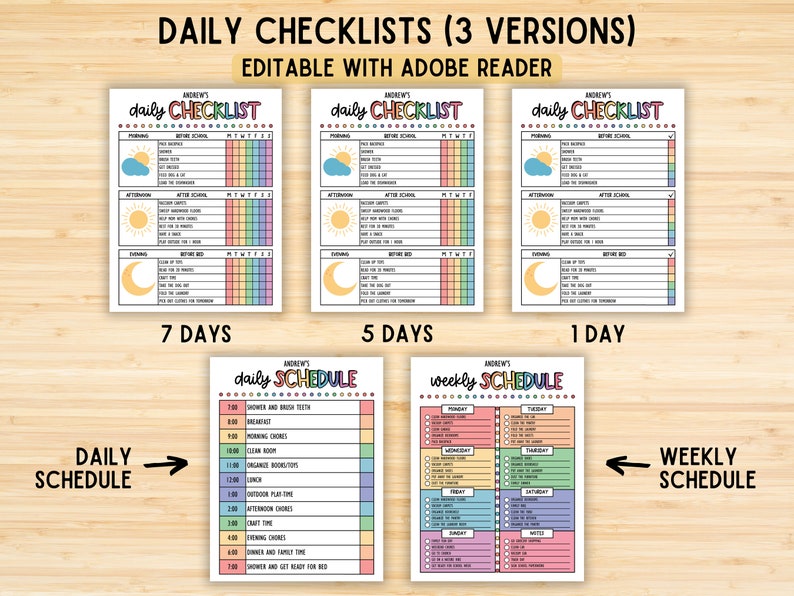 Editable Kids Chore Chart Bundle, Printable Responsibility Chart Bundle ...