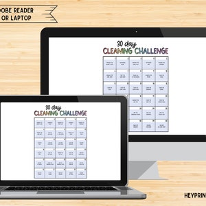 30 Day Cleaning Challenge Printable, Cleaning Planner, Cleaning Tracker ...
