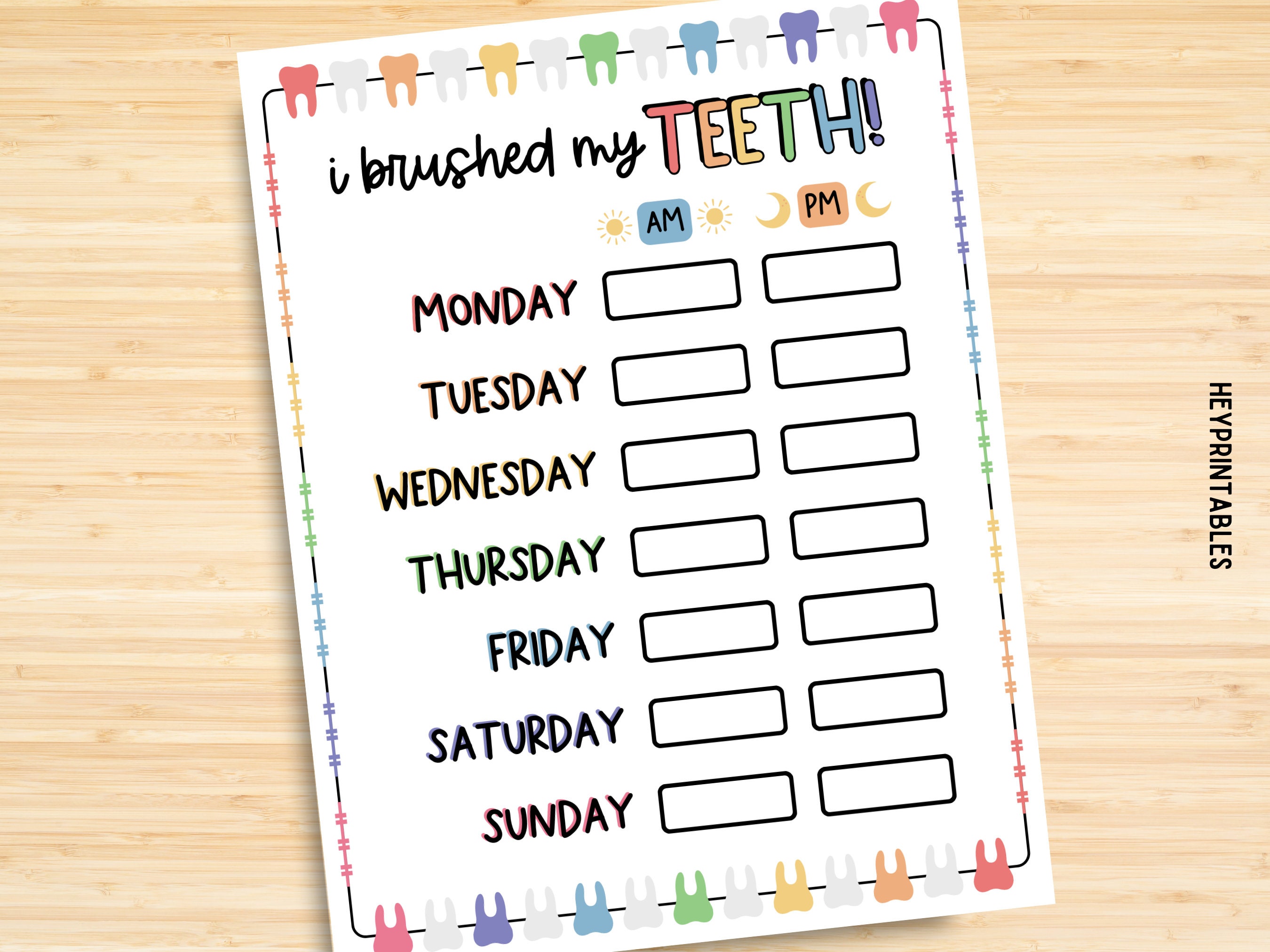 Brush Teeth Printable, Brush Teeth Chart, Toddler Brushing, Teeth ...
