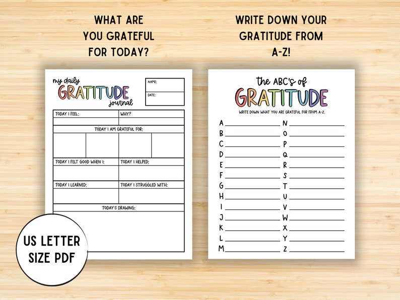 Kids Gratitude Journal Bundle, Thank You Wellness Journal, Daily ...