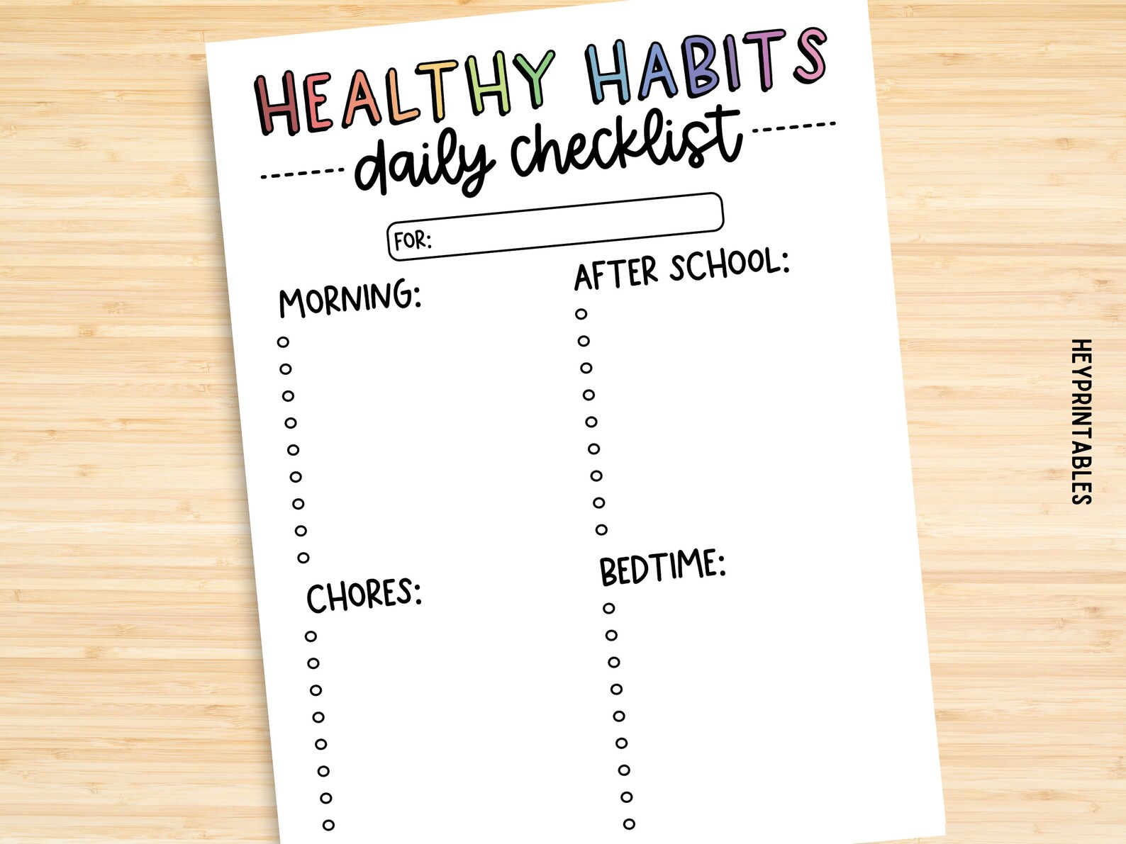 Healthy Habits Checklist Chore Chart Kids Daily Routine - Etsy