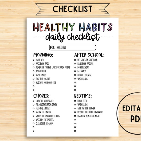 Kids Daily Checklist - Etsy