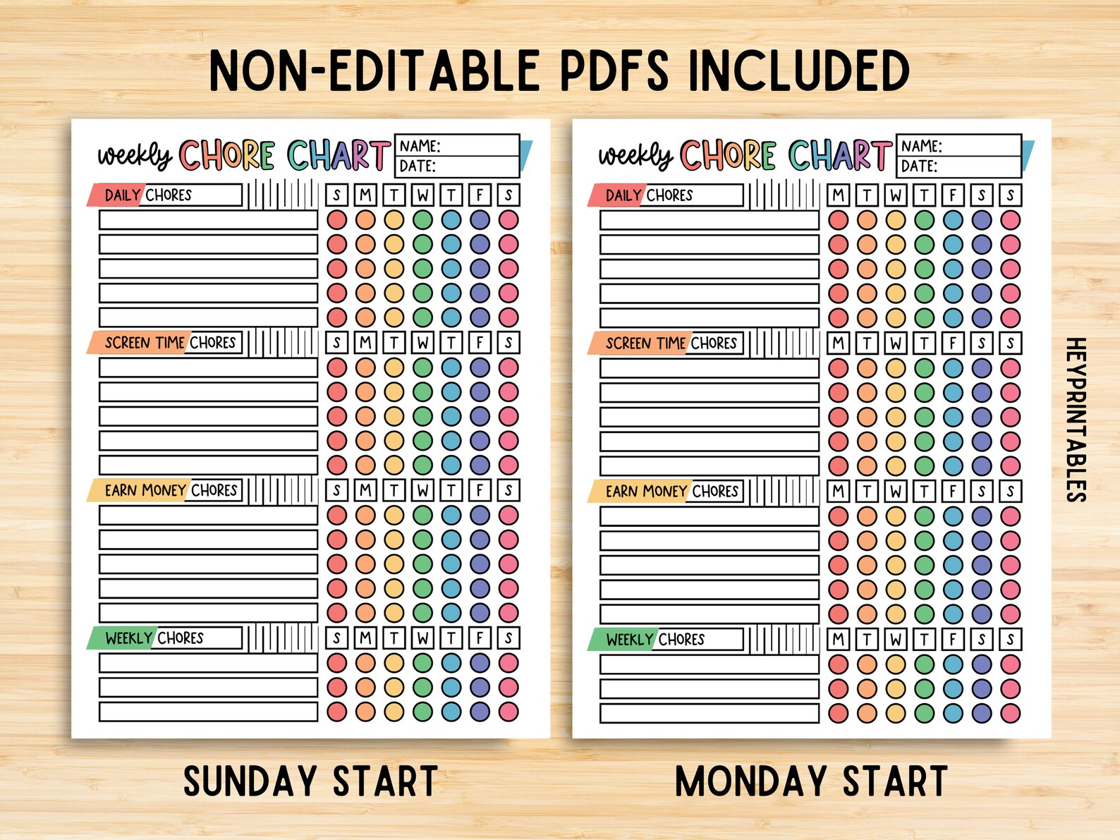 Editable Chore Chart for Kids, Screen Time Chart Checklist, Allowance ...