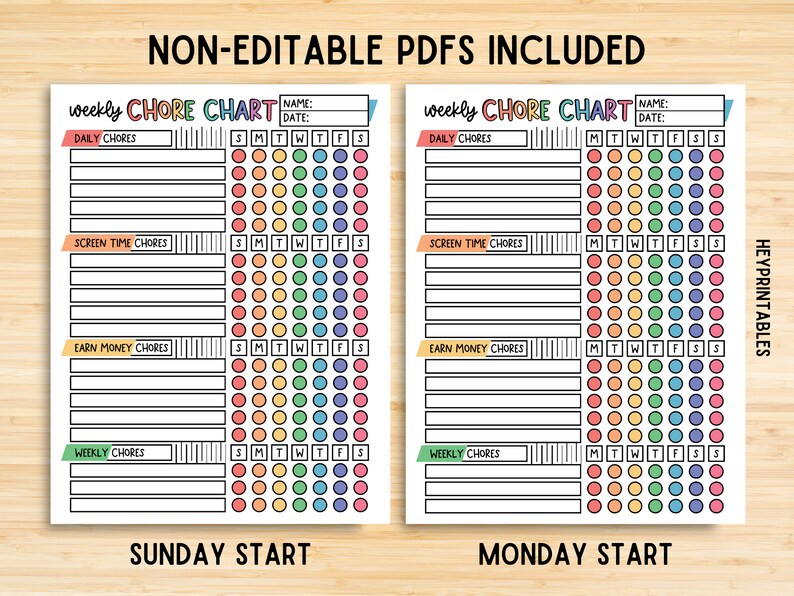 Editable Chore Chart for Kids, Screen Time Chart Checklist, Allowance ...
