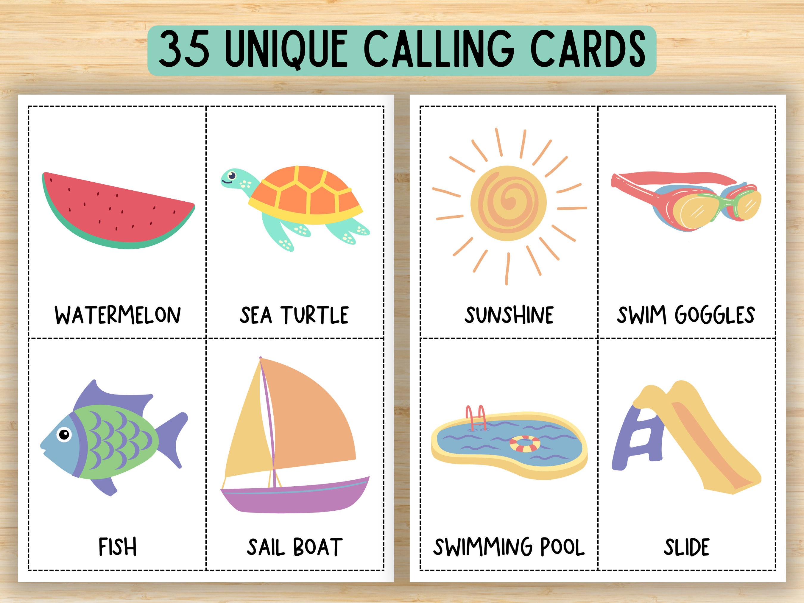 Summer Bingo, 30 Summer Bingo Cards, Summer Activity, Kid's Printable ...