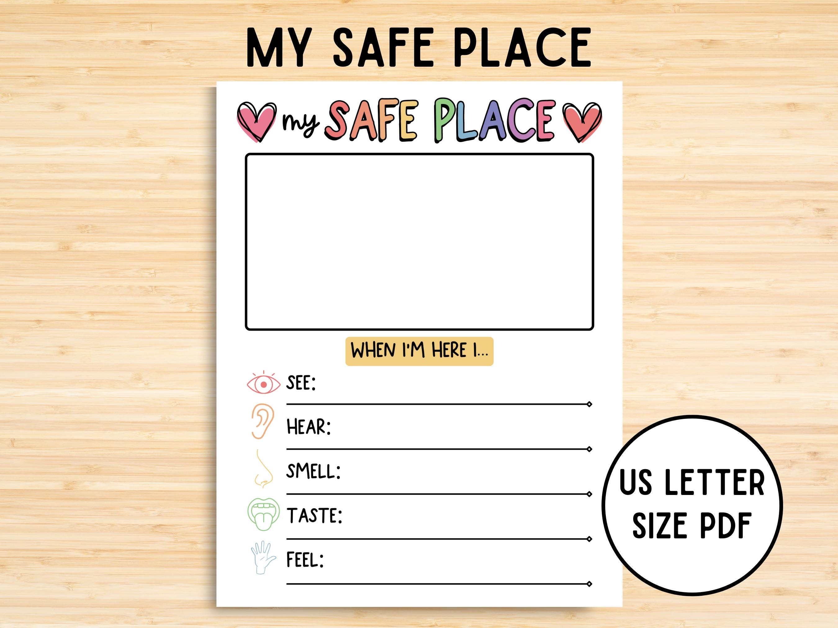 My Safe Place Printable, CBT Worksheet, Grounding Activity, Social ...