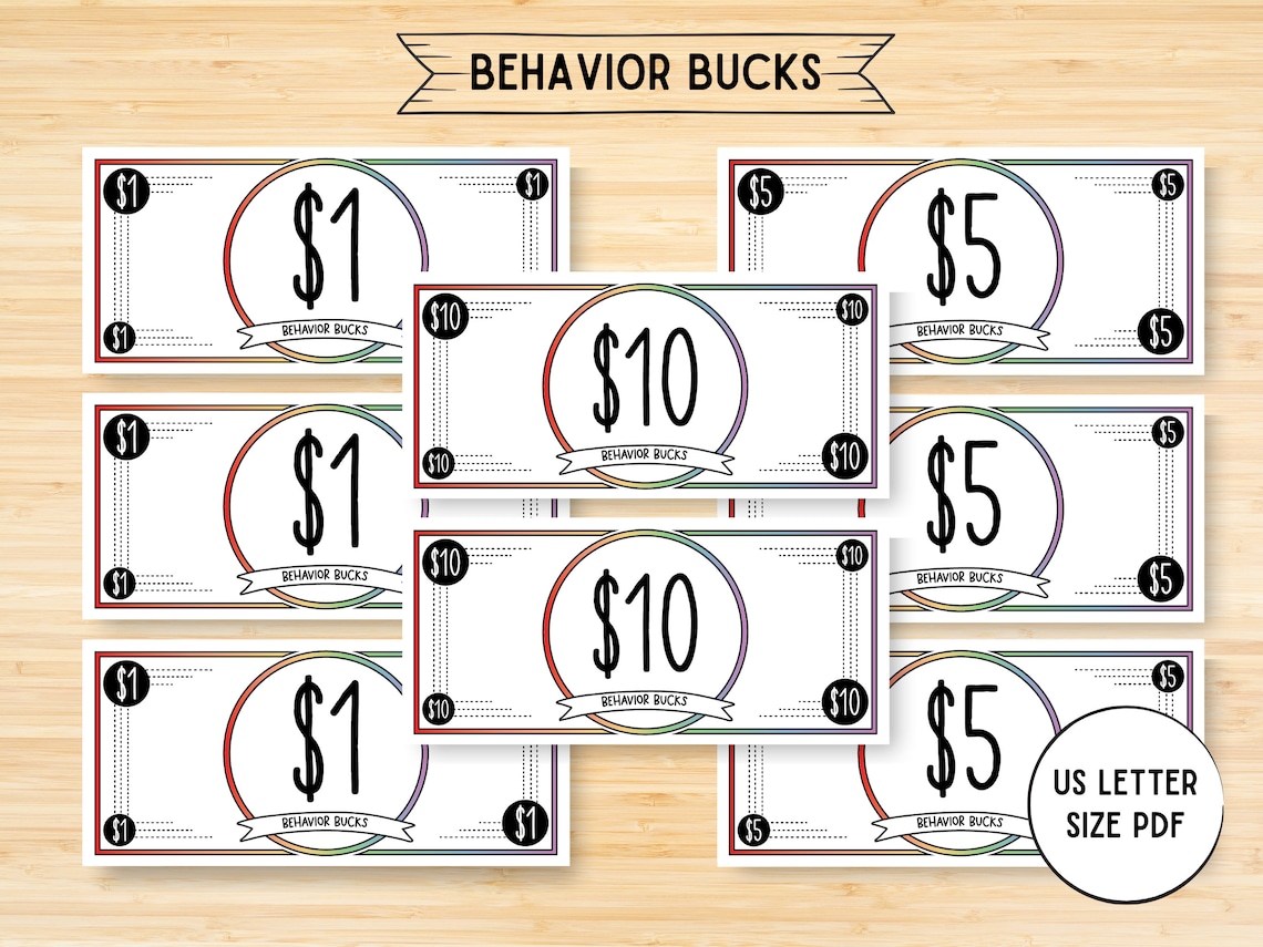 Behavior Bucks Printable Mom Bucks Chore Bucks Reward - Etsy