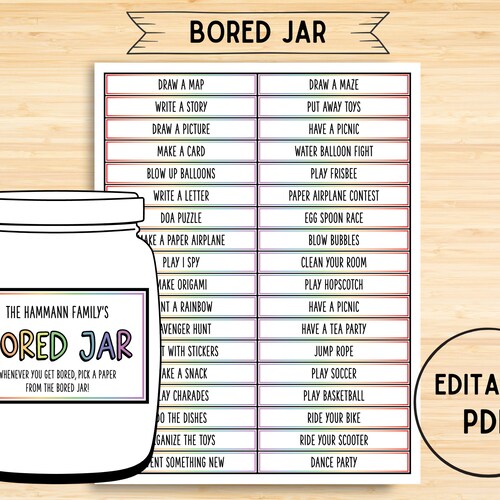 Bored Jar Boredom Buster Bored Games Bored in the House - Etsy