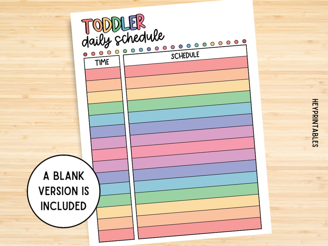 Daycare Daily Schedule for Toddlers, Printable Child Care, Kids Daily ...