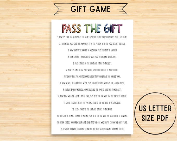 Pass the Gift Game Birthday Game Family Game Kids Games Party Games ...