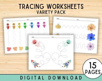 Tracing Practice, Pre-writing Worksheets, Line Tracing, Toddler ...