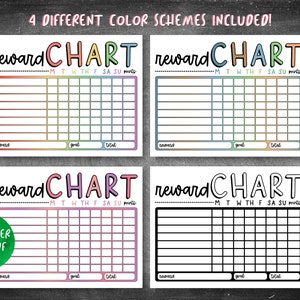 Reward Chart Printable Editable Weekly Kids Chore and Reward | Etsy