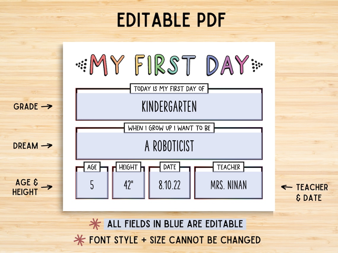 Editable First Day of School Sign Board, 1st Day Chalkboard, Back to ...