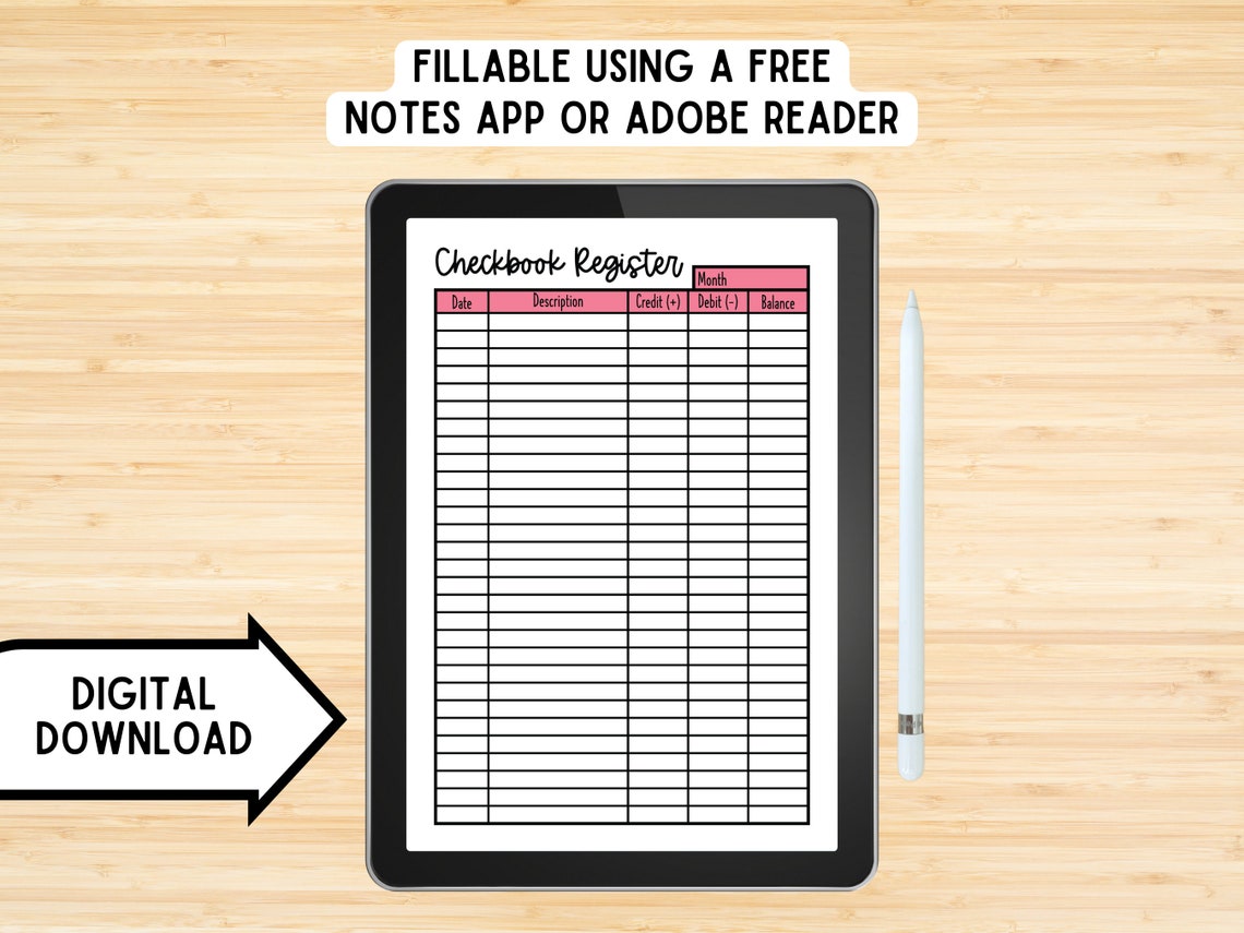 Checkbook Register, Printable Transaction Register, Check Register ...