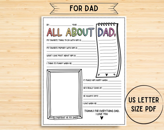All About My Dad Printable | Father's Day Interview | Fathers Day ...